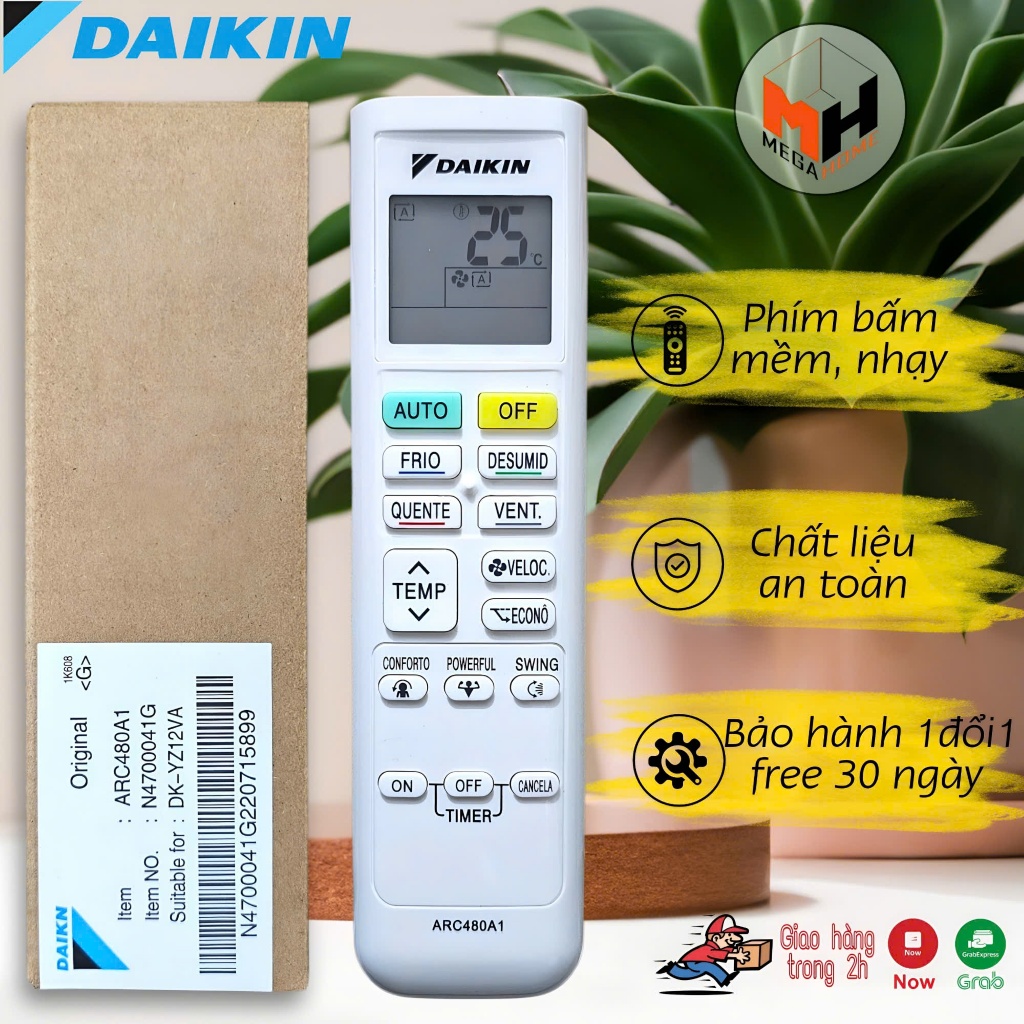 Điều khiển điều hòa Daikin ARC480A1, Remote máy lạnh Daikin 2 chiều dài ...