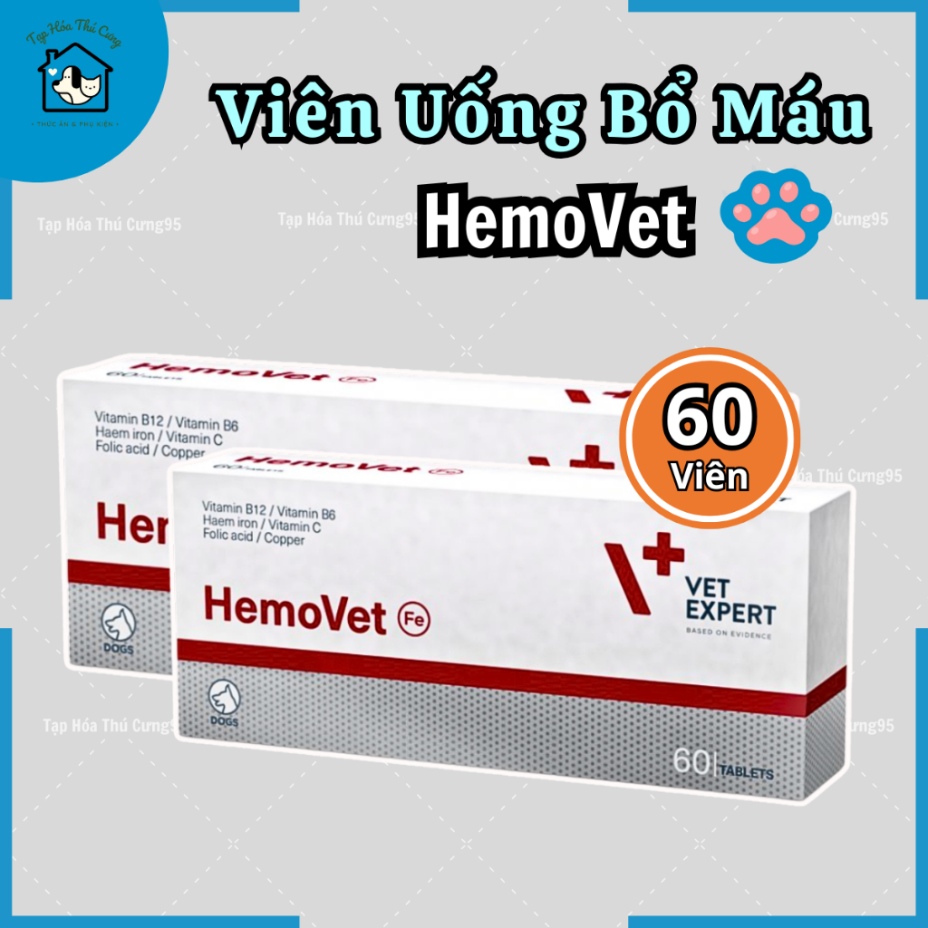 Viên uống bổ máu chó mèo HemoVet Vet Expert (hộp 60 viên) | Shopee Việt Nam