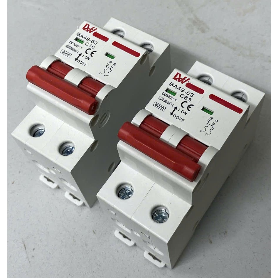 (LW) Attomat DC (MCB) 2P 6A ,10A,16A,25A,32A,40A,63A 500VDC mã BA49-63 dùng cho năng lượng mặt ...
