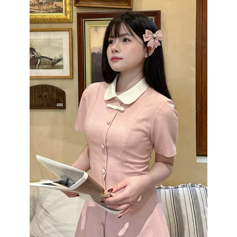 Đầm thiết kế Hami Dress cổ sen chiết eo tôn dáng by Cobe | Shopee Việt Nam