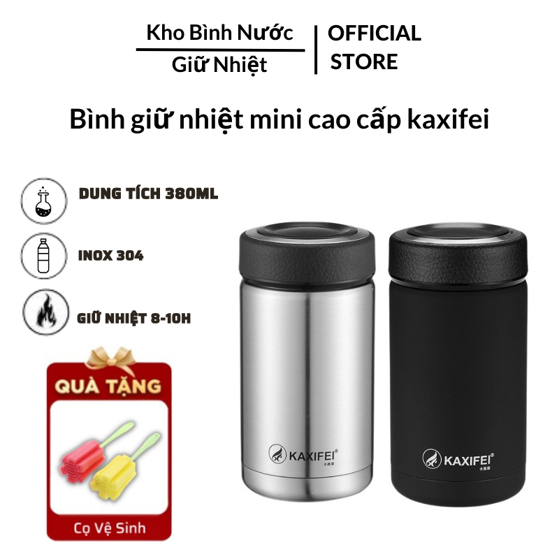 Bình giữ nhiệt mini cao cấp KAXIFEI 380ml inox 304 tích hợp lọc trà tiện dụng giữ nhiệt 8-10 ...