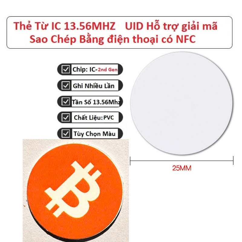 [SAO CHÉP BẰNG ĐIỆN THOẠI NFC] Thẻ từ xu UID 2nd Gen 13.56Mhz Copy bằng ...