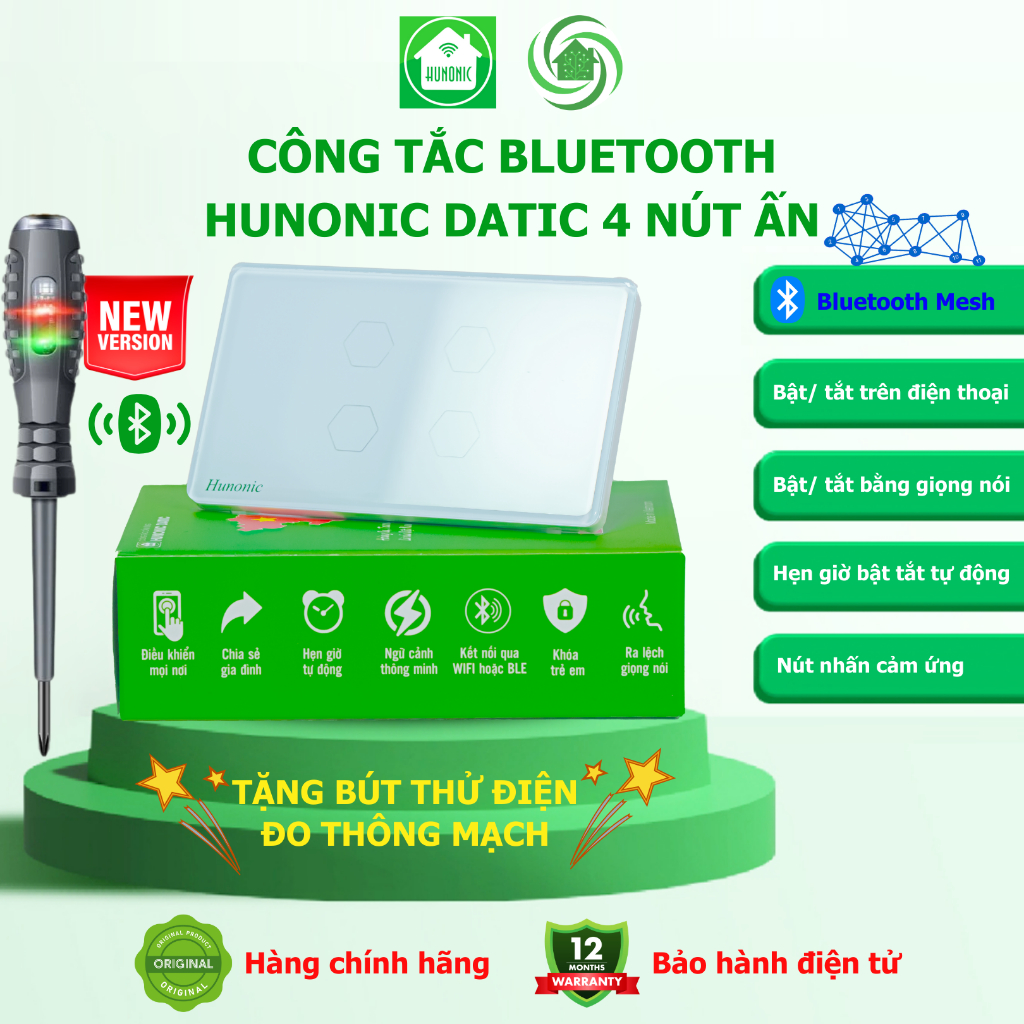 Công Tắc Hunonic Datic 4 Nút Ấn Bluetooth Bật Tắt Từ Xa Trên Điện Thoại ...