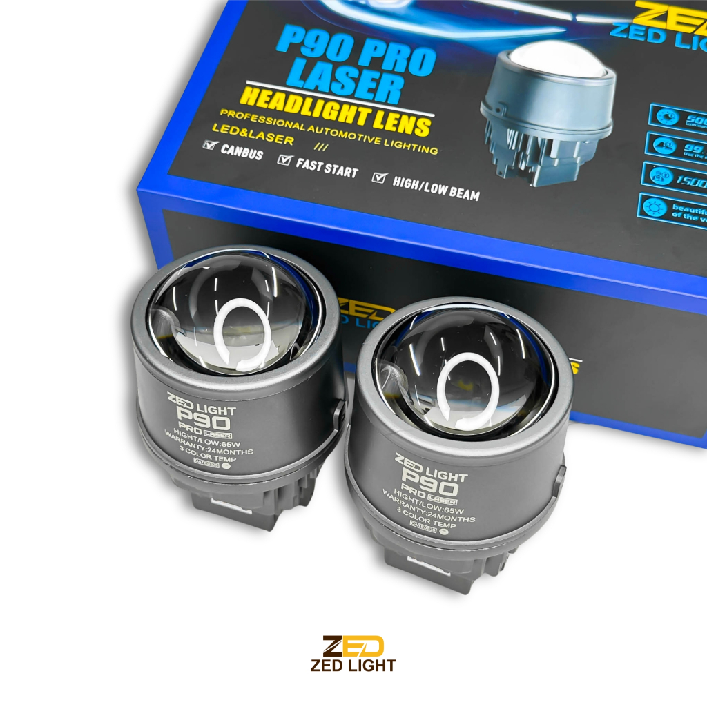 Đèn LED Bi Gầm 3.0 P90 Pro Laser ZED LIGHT - 65W Có Tâm Trợ Pha Laser ...