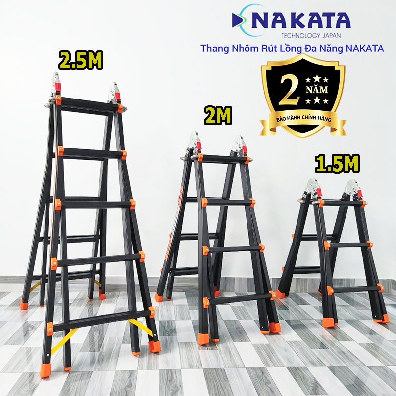 Thang nhôm rút lồng Nakata chữ A 1m5, 2m, 2m5. Bảo hành 2 Năm | Shopee ...