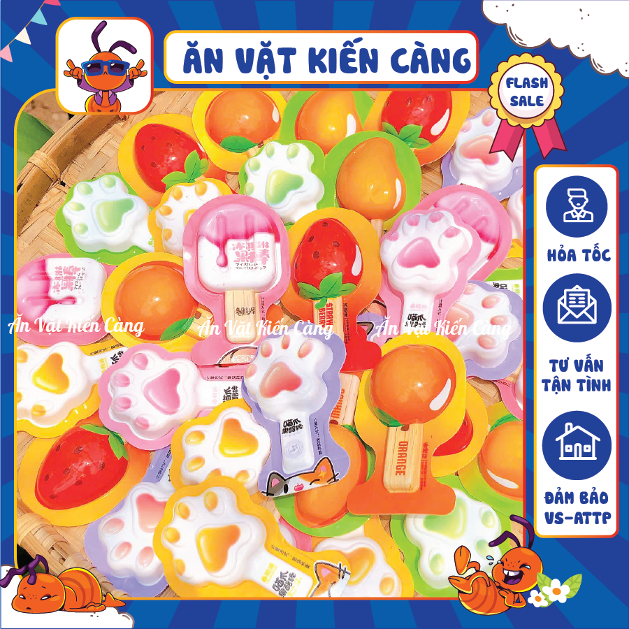 500G Thạch Sữa Chua Phô Mai,Thạch Que Kem Trái Cây, Thạch Hình Chân Meo ...