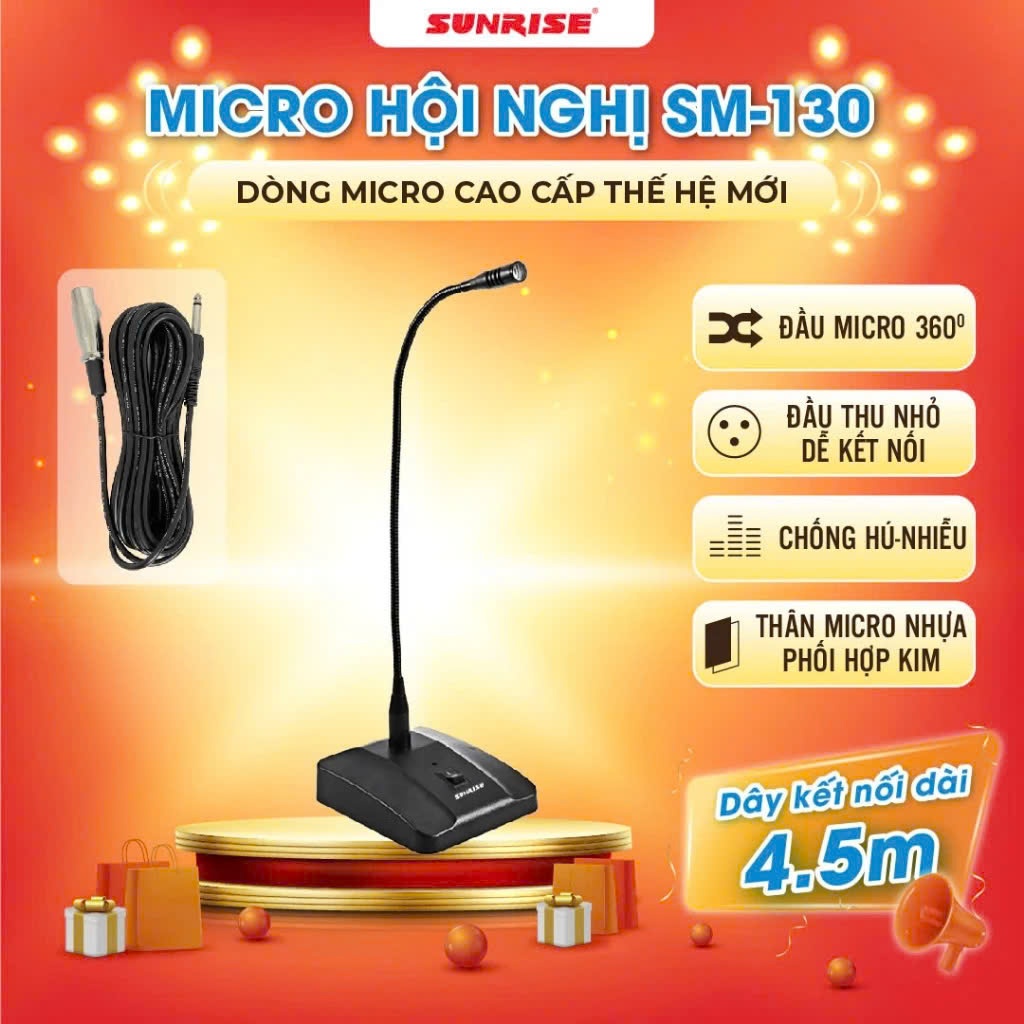 [BH 12 THÁNG]Micro cổ ngỗng hội nghị Sunrise SM-130, Mic dùng tọa đàm ...