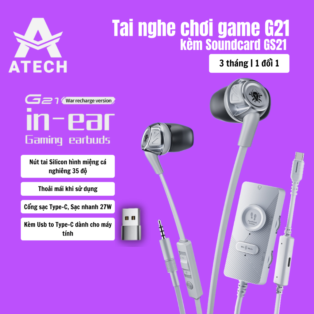Tai nghe Plextone G21 kèm gaming sound card Gs21 kích tiếng chân, có ...