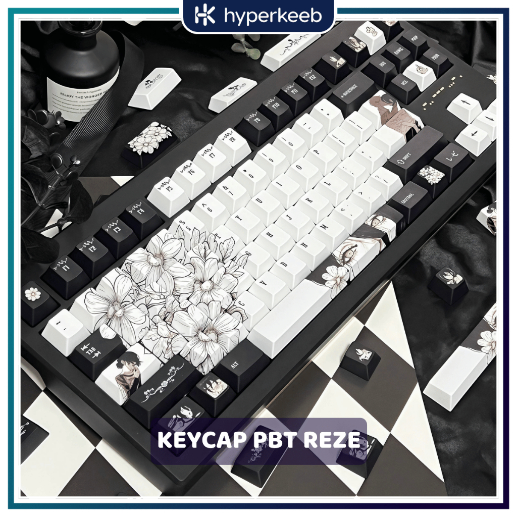 Keycap Reze Nhân vật Anime Ngầu, PBT Dye-sub, 142 Nút Cherry Profile ...