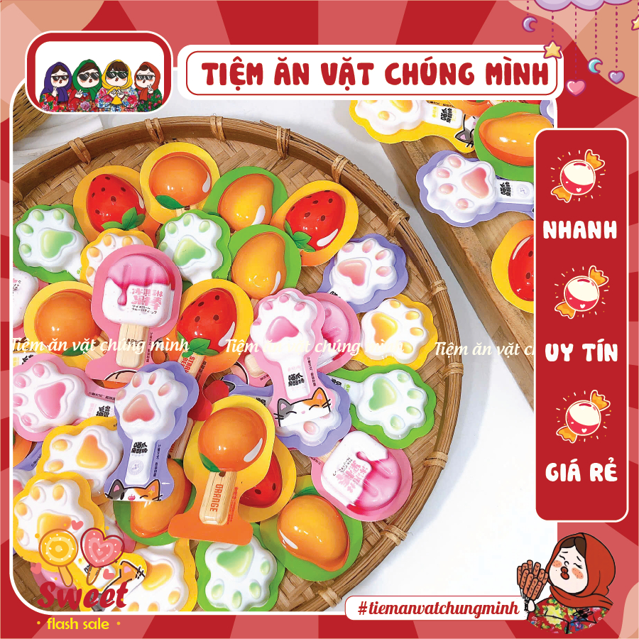 500G Thạch Sữa Chua Phô Mai,Thạch Que Kem Trái Cây, Thạch Hình Chân Meo ...