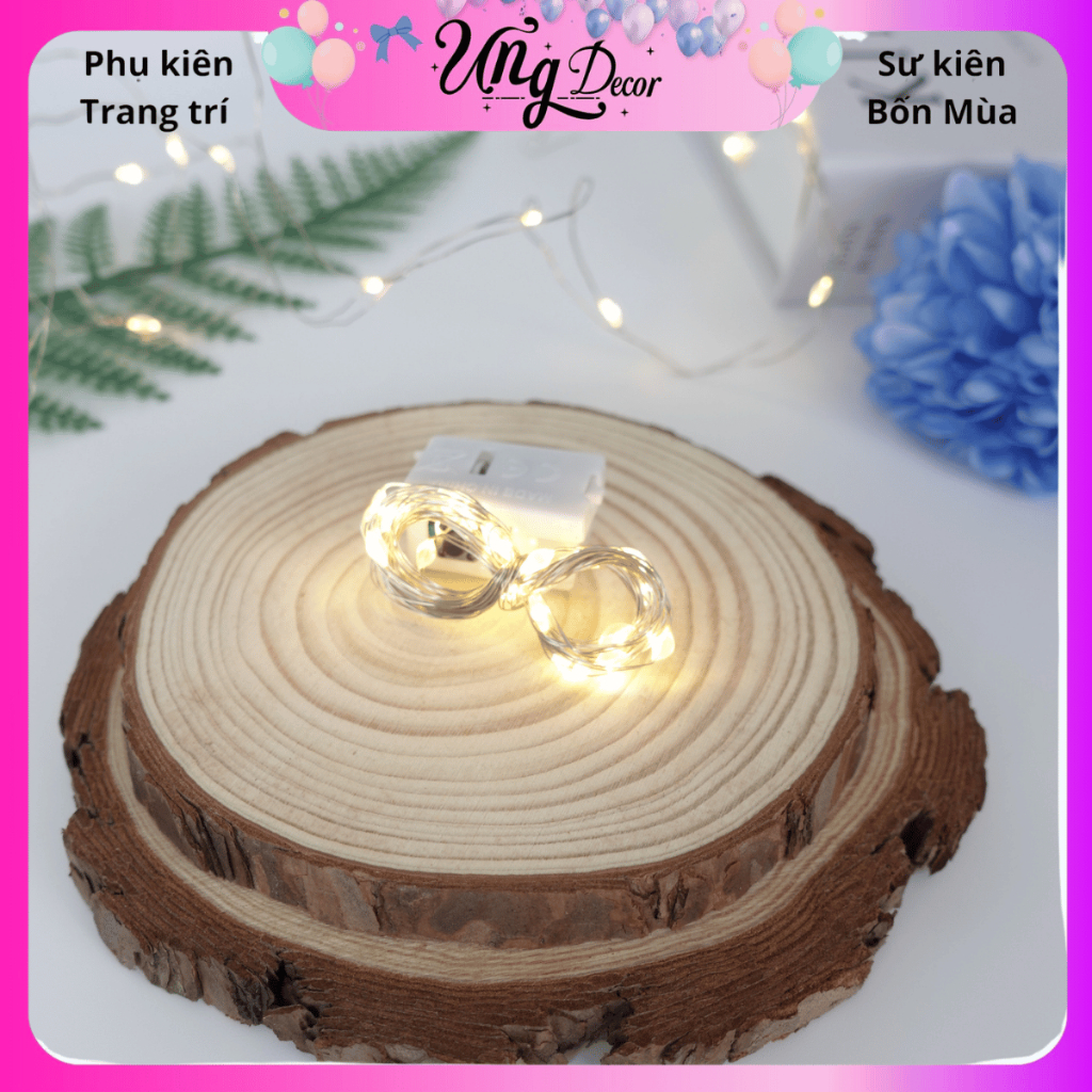 Dây đèn led, đèn đom đóm Fairylight 3 chế độ trang trí hoa, giỏ quà dây 2 mét vàng phụ kiện ...