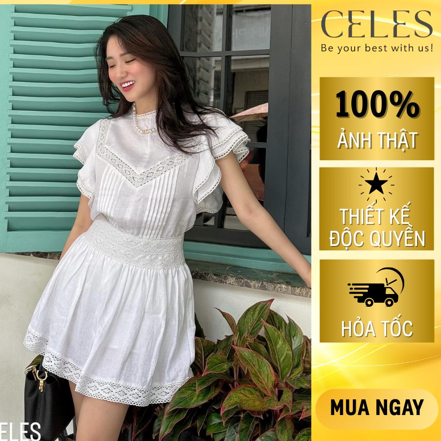 Celes Set váy nữ Mona dáng xoè trắng thanh lịch – đứng phom, ít nhăn, tôn dáng chuẩn AO0069 ...