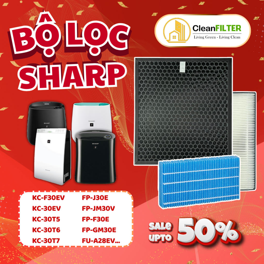 Màng lọc không khí thay thế Mã: FZ-F30HFE, KC-F30EV, 30T5, FP-J30E, JM30V, F30E, GM30E, FU-A28EV ...