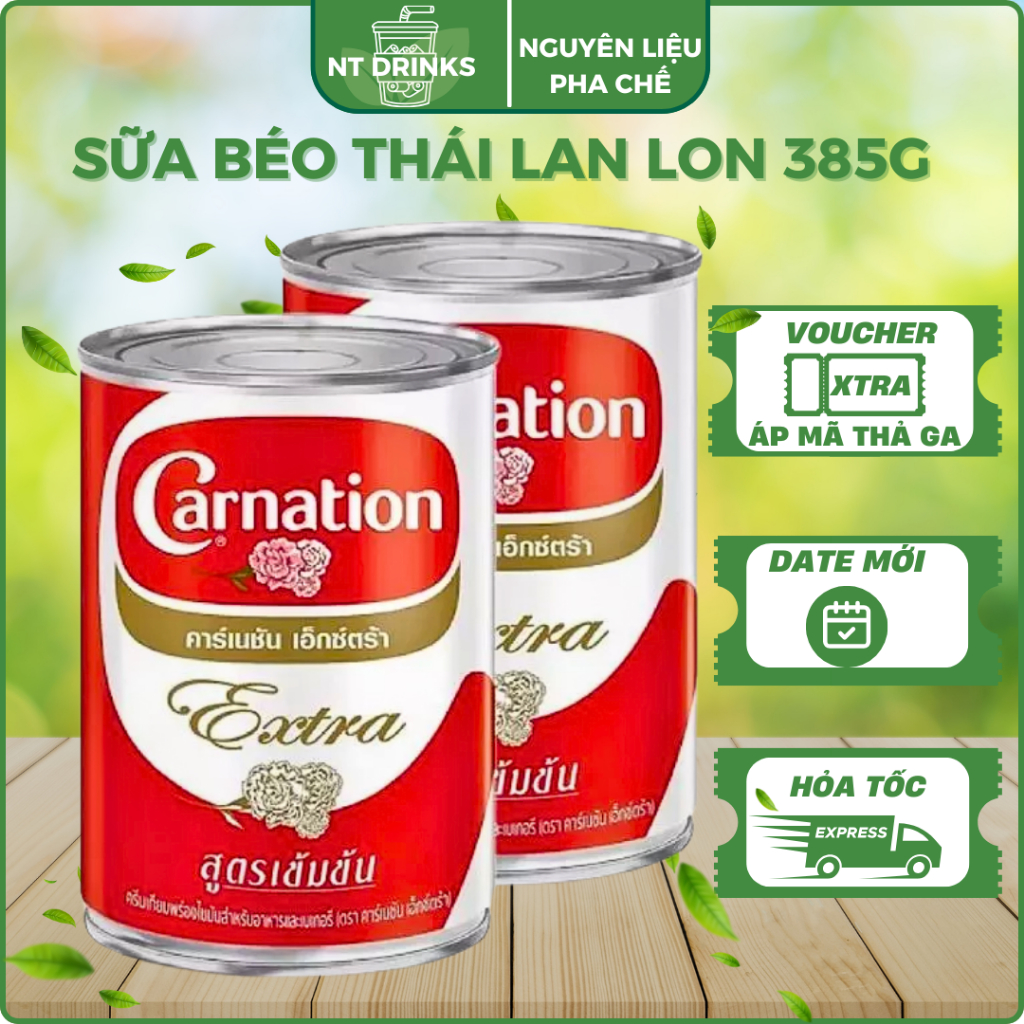 Sữa bông hồng thái than 385g, sữa béo thái lan carnation, sữa nước béo ...