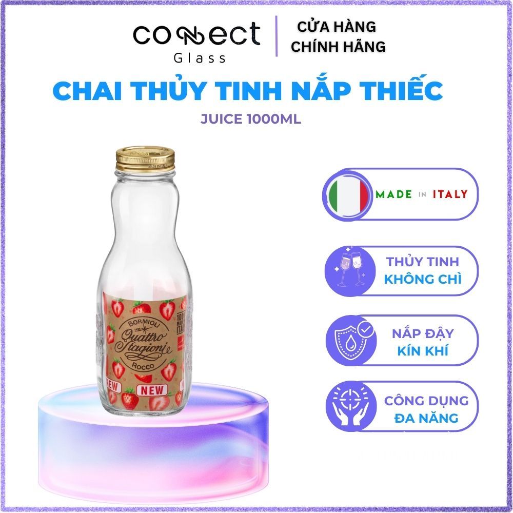 Chai Thủy Tinh Bormioli Quattro Juice 1000ml Nắp Thiếc - Đựng Nước Ép ...