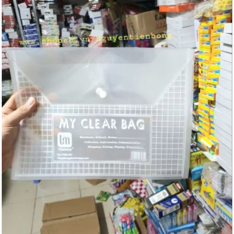 Combo 20 Túi khuy, túi cúc bấm, túi đựng tài liệu, túi clear bag Khổ A4 ...