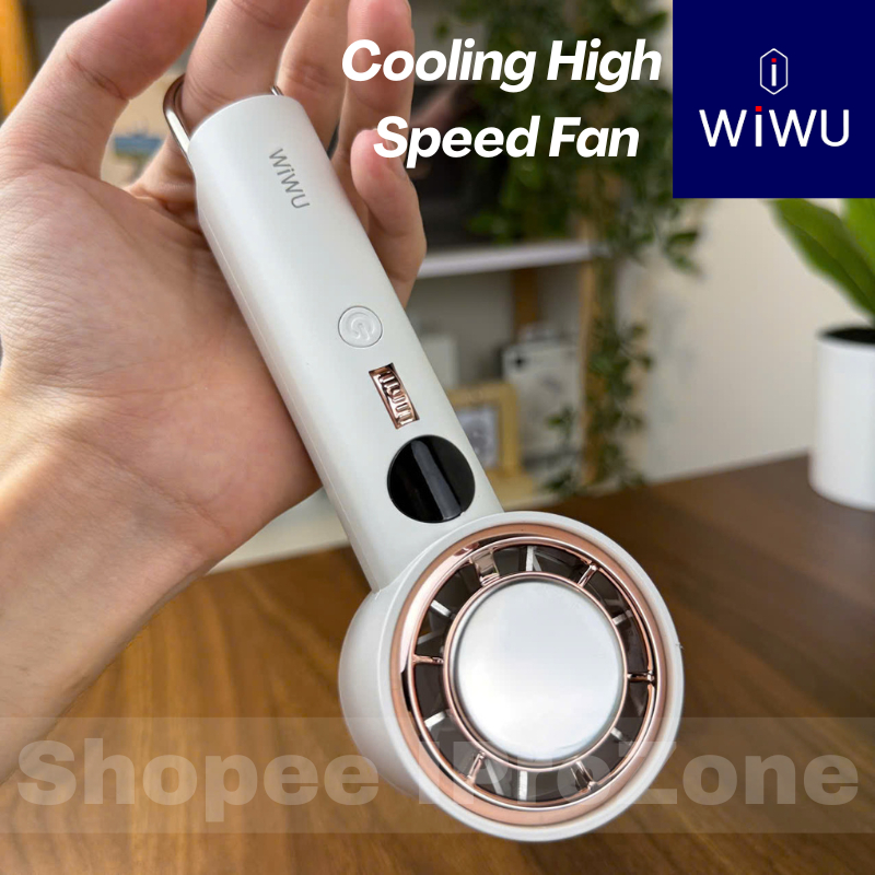 Quạt Sò Lạnh Cầm Tay Mini WIWU Wi-FS016 Siêu Mát 100 Chế Độ Gió Màn Hình Hiển Thị Pin 3000 mAh ...