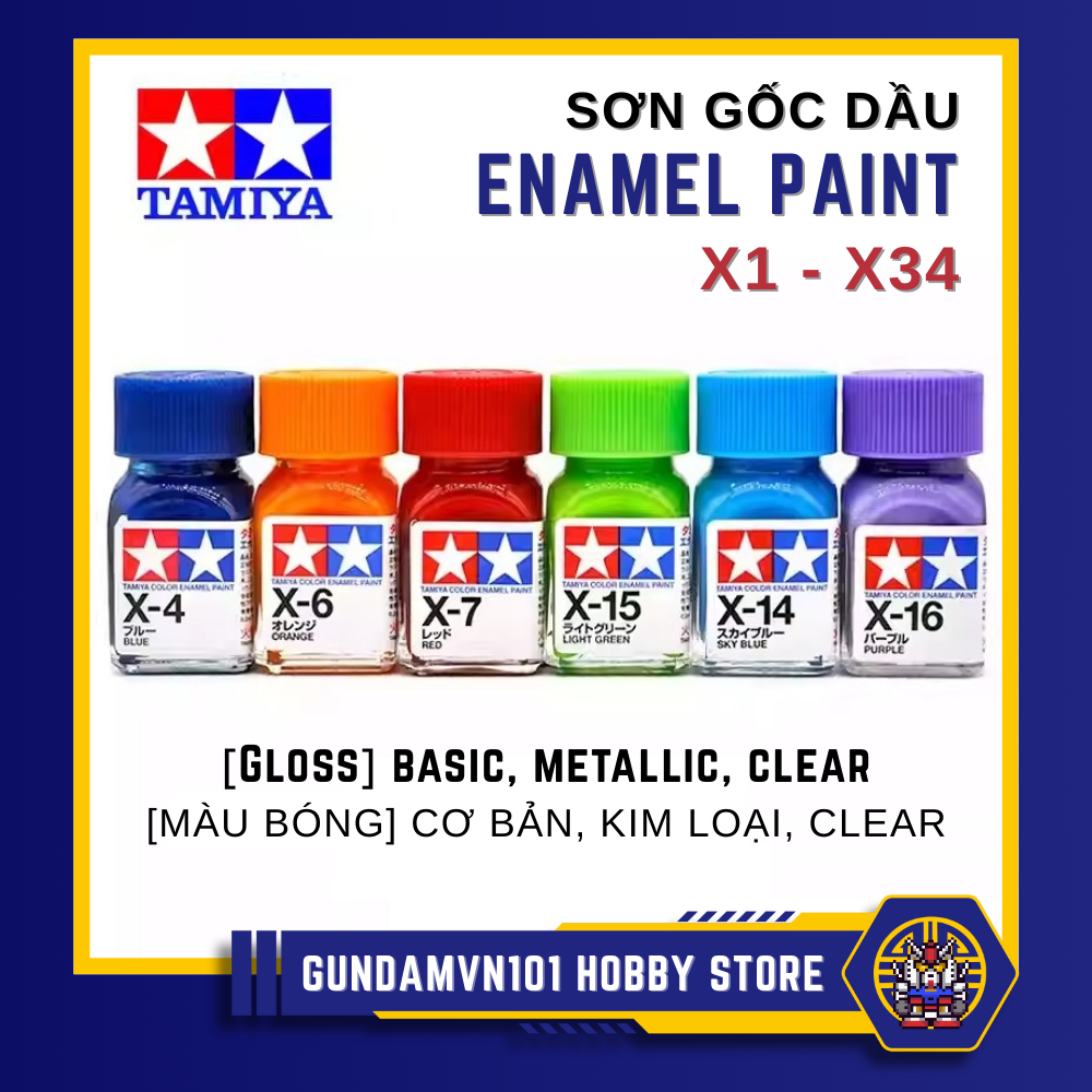 SƠN MÔ HÌNH TAMIYA ENAMEL PAINT COLOR (X1 - X34) - màu cơ bản kim loại ...