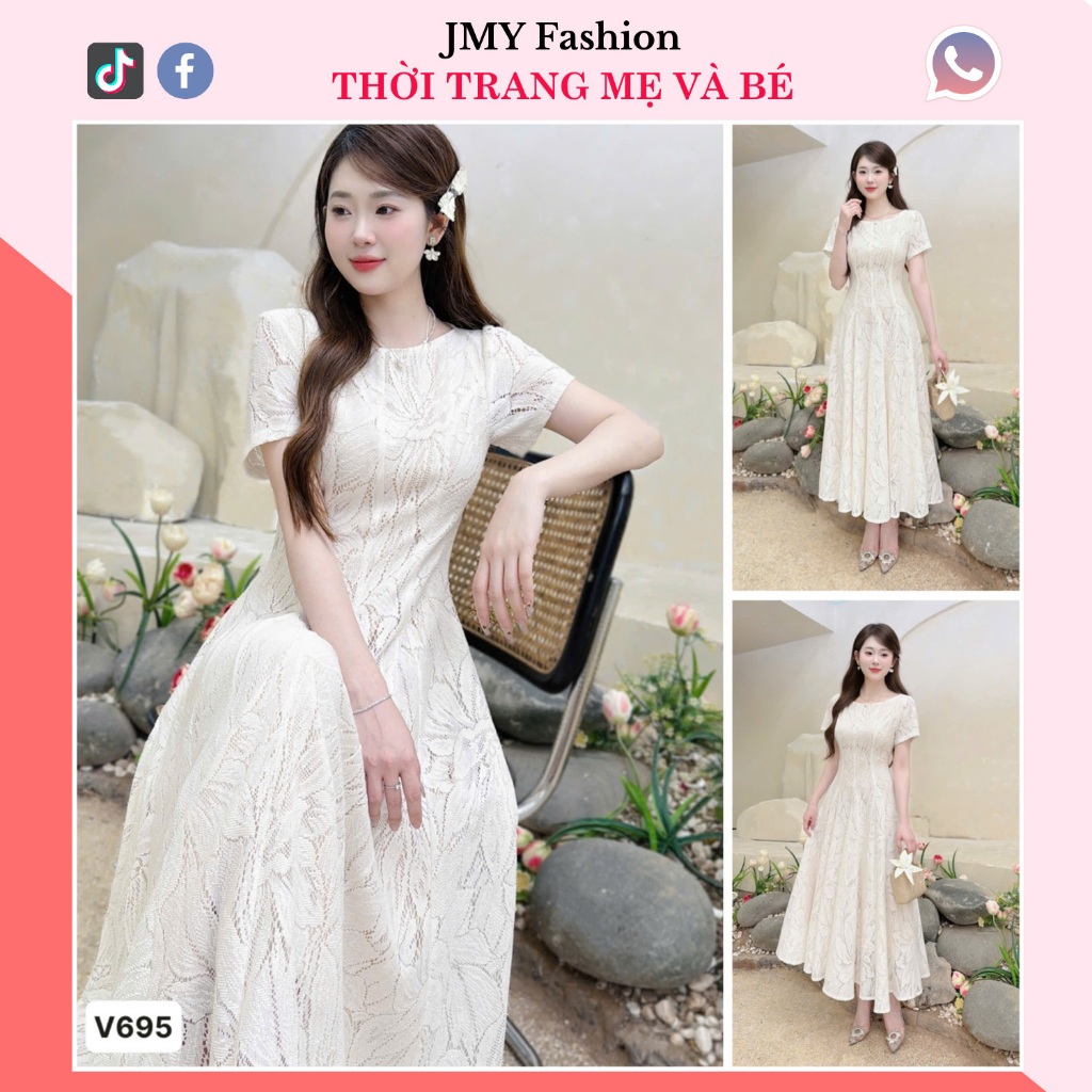 V695 Váy ren xoè dáng dài thiết kế sang chảnh [TH HA LE] | Shopee Việt Nam