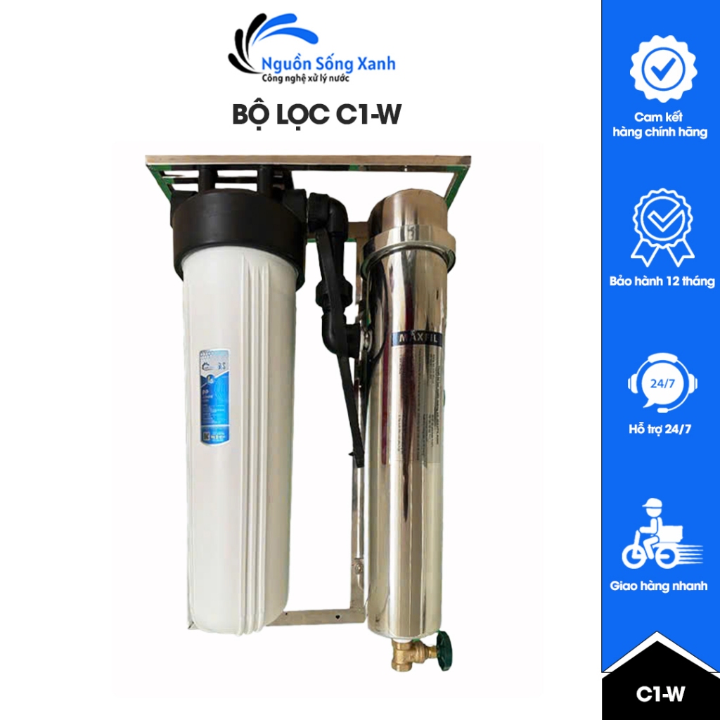 Bộ Lọc Tổng Đầu Nguồn Compact C1W Chống Tắc Cho UF, Nhỏ Gọn, Giá Rẻ, Lọc Sạch Cặn Bẩn Vi Khuẩn ...