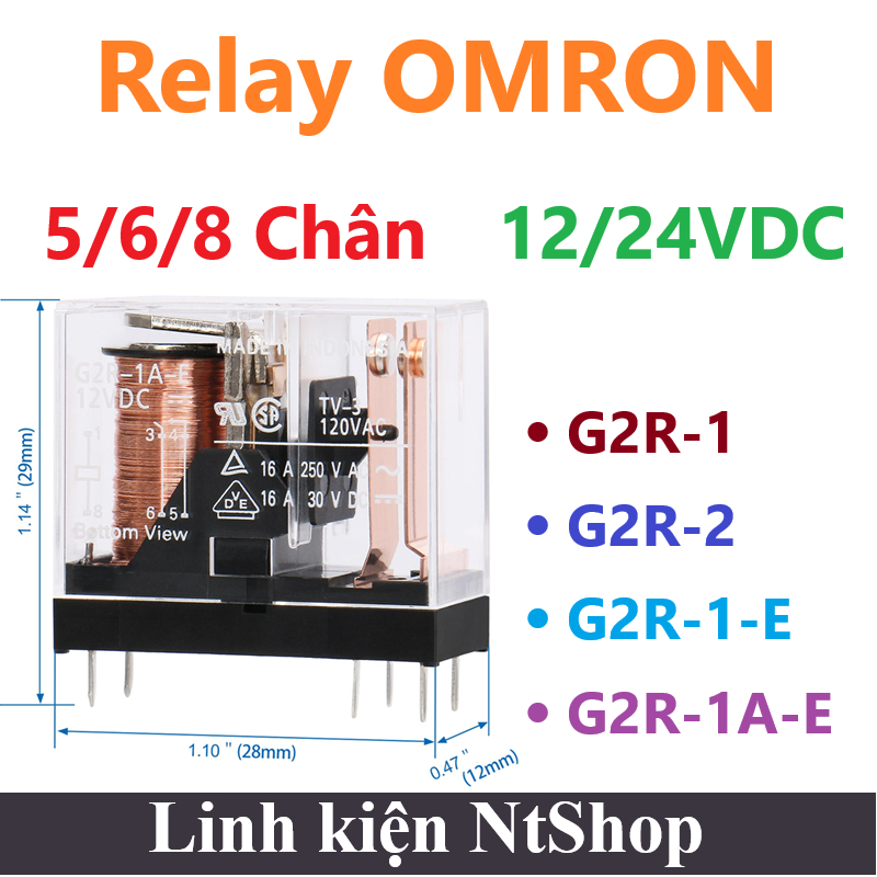Relay OMRON G2R-1 / G2R-2 / G2R-1-E / G2R-1A-E 12VDC / 24VDC loại 5 chân / 6 chân / 8 chân ...