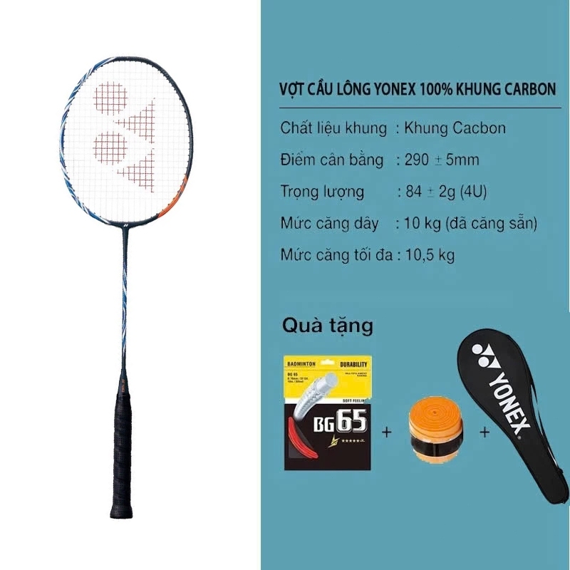 [SƠN LOGO] Vợt Cầu Lông YONEX ASTROX 100ZZ Xanh Đen Carbon 4U Căng Sẵn ...