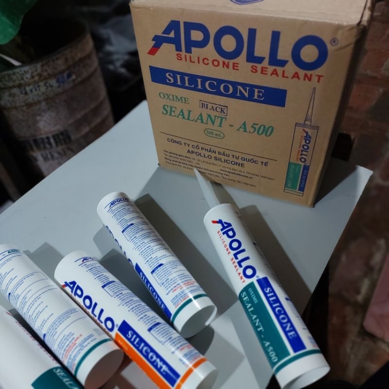 keo silicon apolo a500 có 3 loại mầu đen màu trắng trong và màu trắng ...