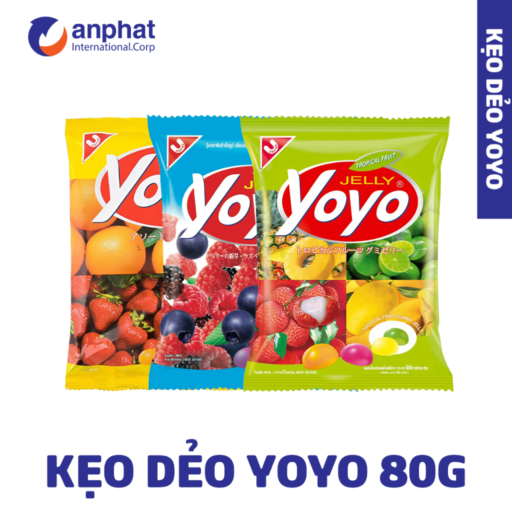 Kẹo dẻo Yoyo 80g, kẹo dẻo trái cây ăn vặt tuổi thơ nhập khẩu Thái Lan An Gia Sweets Snacks ...