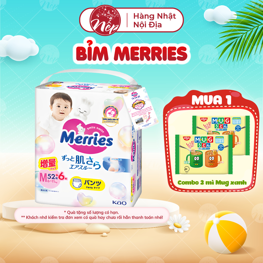 [LIVE X] Tã/bỉm quần Merries NB76+6/S70+6 /M56+4/ M52+6/L44+6/XL38+6 - nepshop1 | Shopee Việt Nam