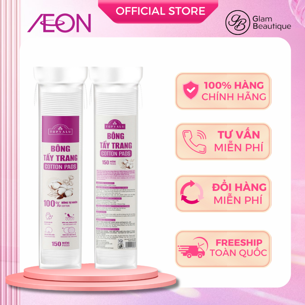 Bông Tẩy Trang TOPVALU 150 miếng - Glam Beautique | Shopee Việt Nam