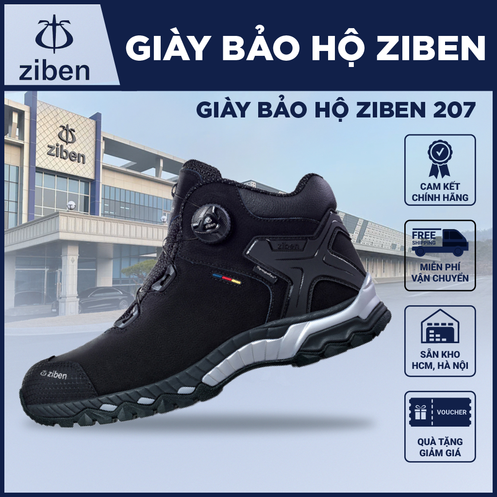 [CHÍNH HÃNG] Giày Bảo Hộ Hàn Quốc Ziben 207 Cao Cổ Màu Đen, Chống Thấm ...