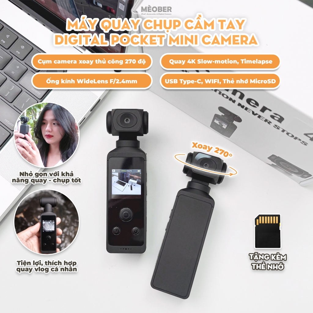 [Tặng thẻ nhớ] Máy Quay Chụp Cầm Tay Digital Pocket Mini Camera - quay ...