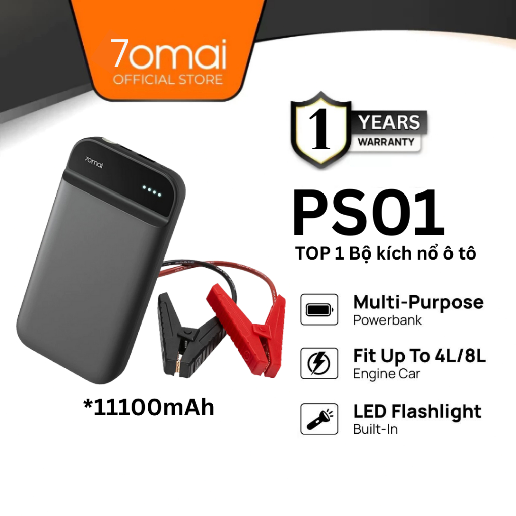 70mai PS01 – Bộ kích nổ ô tô kiêm sạc dự phòng 11.100mAh – Khởi động nhanh trong 5 phút, an toàn ...