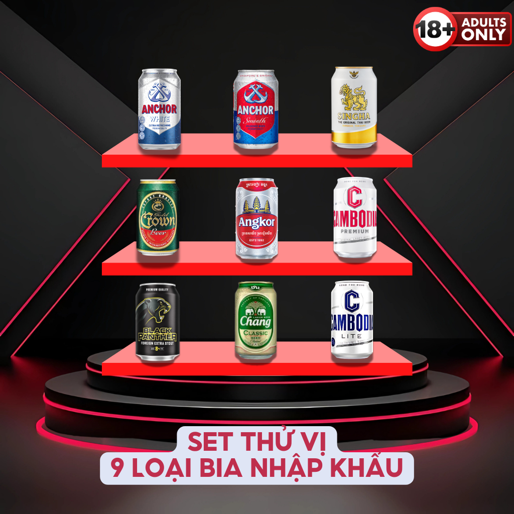 [Hoả Tốc HCM-BD] Set 9 lon Bia Nhập Khẩu - Cambodia - Blackpanther ...