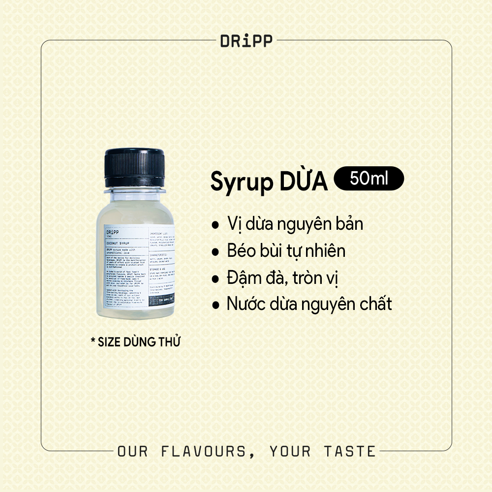 SIRO DRiPP DỪA 50ML - COCONUT SYRUP DRiPP 50ML (MẪU DÙNG THỬ) | Shopee ...