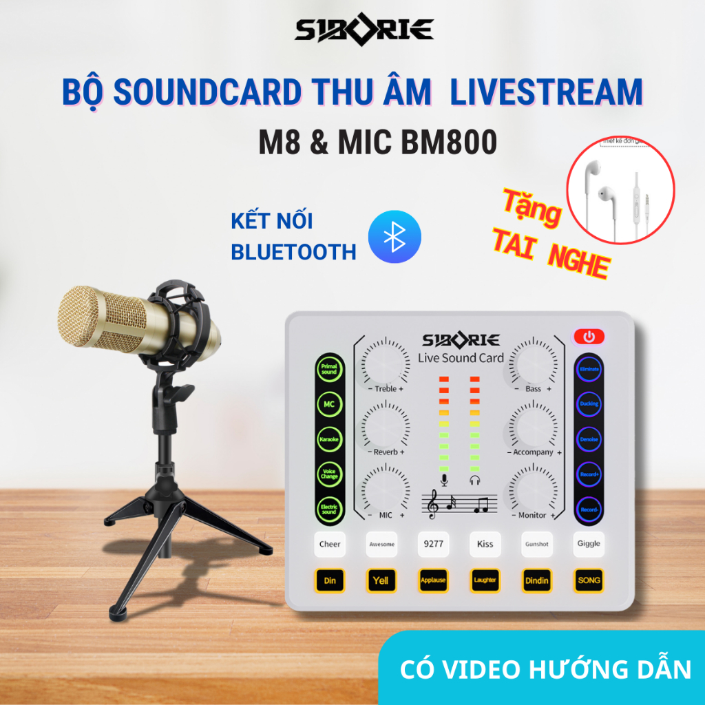 Bộ Hát Karaoke Livestream Sound Card M8 + BM800 Thu Âm Hát Livestream ...
