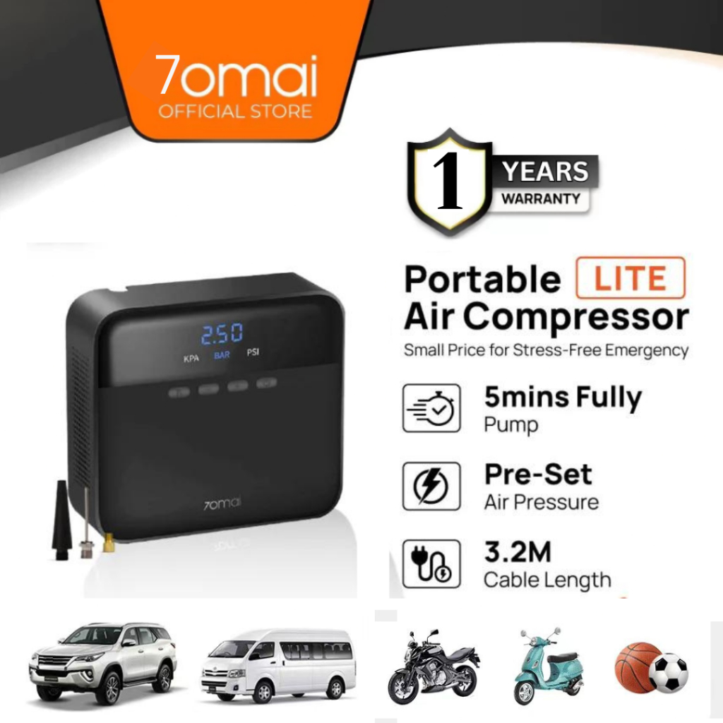 70Mai TP03 Air Compressor Lite – Bơm lốp ô tô mini 150PSI – Tự ngắt khi đủ áp – Cầm tay tiện lợi ...