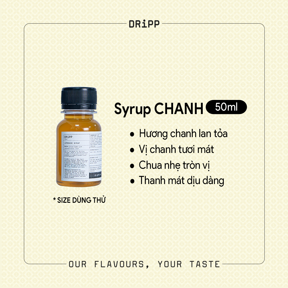 SIRO DRiPP CHANH 50ML - LEMONADE SYRUP DRiPP 50ML (MẪU DÙNG THỬ ...