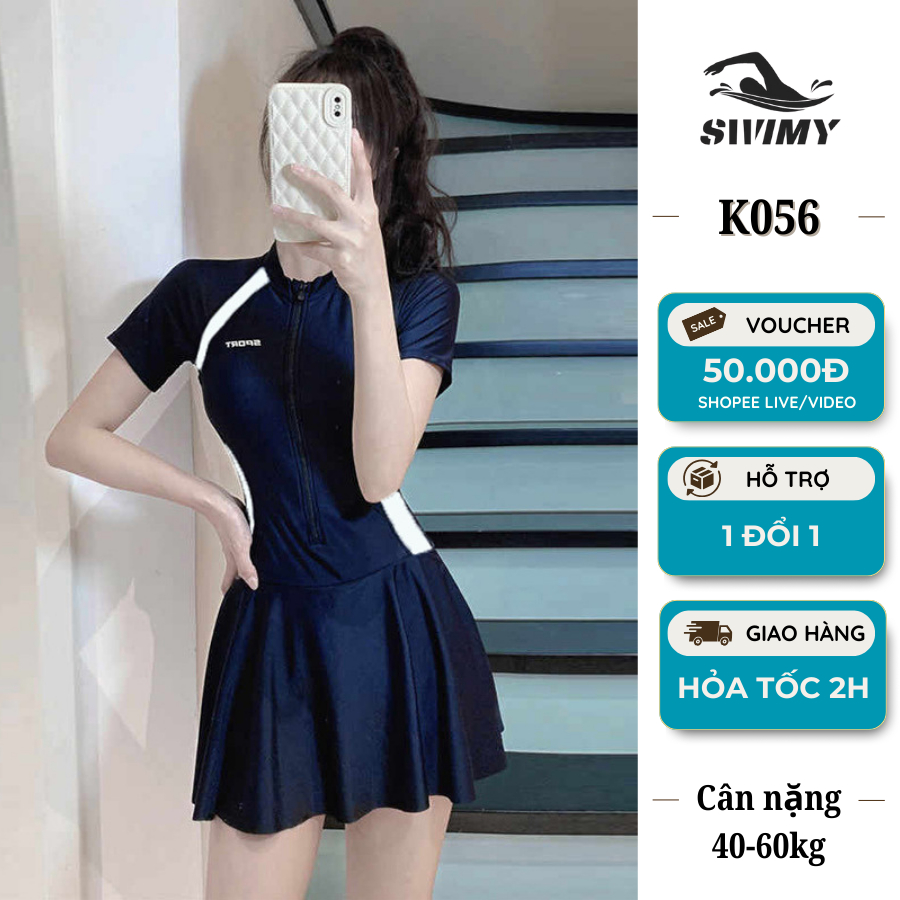 [K056] Đồ bơi nữ kín đáo ngắn dài tay đi bơi SWIMY, set áo bơi chân váy xoè đi biển | Shopee ...