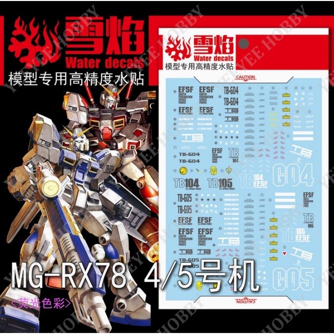 DECAL MÔ HÌNH XUEYAN XY - MG-58 - DECAL NƯỚC HUỲNH QUANG CHO MÔ HÌNH MG 1/100 RX-78-4/5 G04/G05 ...