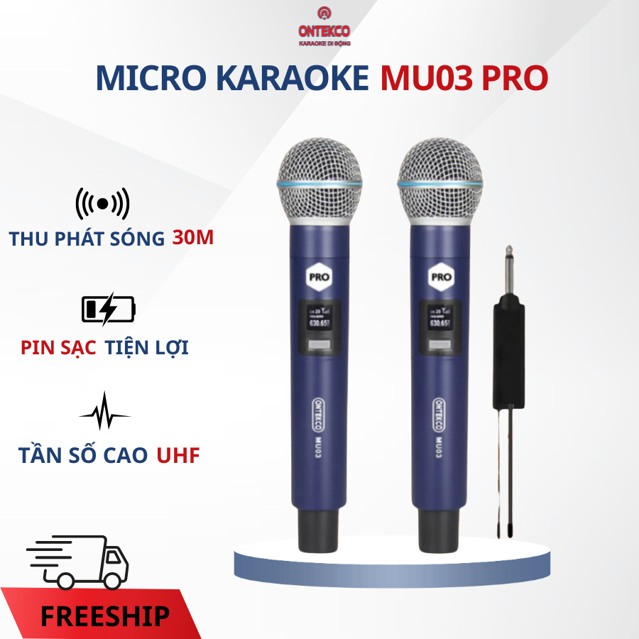 Bộ Micro Karaoke Không Dây ONTEKCO MU03 Pin Sạc, Dùng Cho Amply, Loa Kéo | Shopee Việt Nam