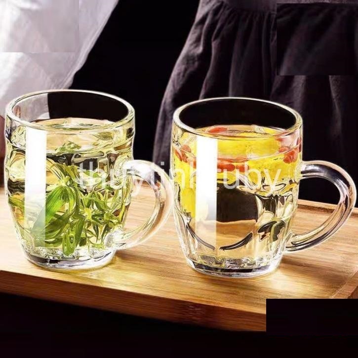 Ly thuỷ tinh có quai uống bia 300ml, ly uống nước có quai cầm, ly mãng ...