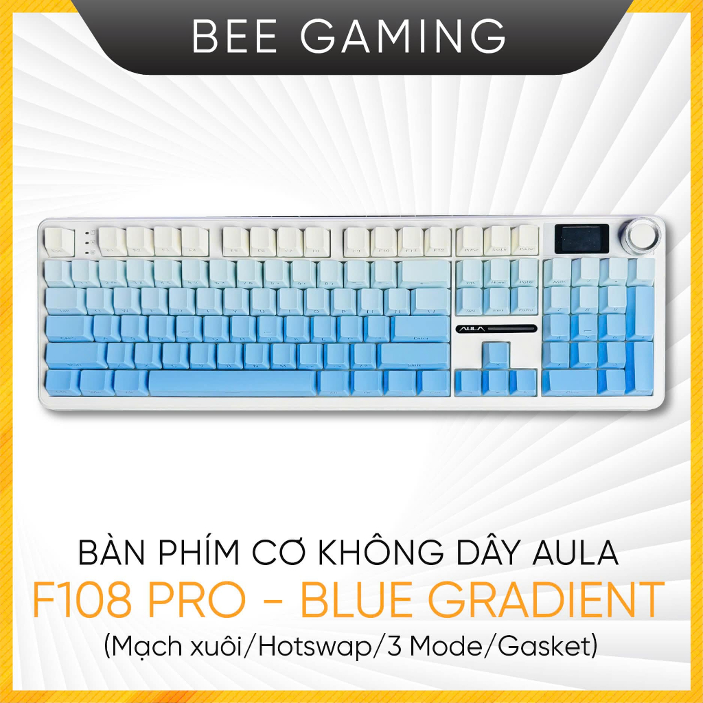 Bàn phím cơ không dây AULA F108 Pro - Blue Gradient (Hotswap / Led RGB ...