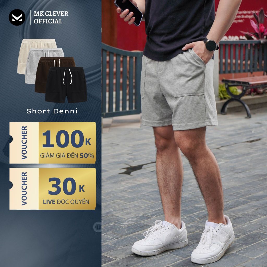 Quần short nam Denni MK CLEVER Chất nỉ da cá, cạp chun thoáng mát trẻ ...