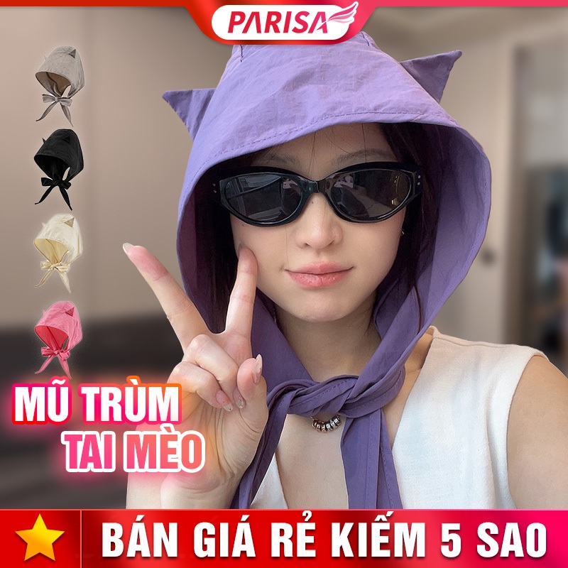 Mũ Trùm Phối Tai Mèo Chống Nắng Mưa Có Thể Làm Túi Đeo Chéo CatHat P2675 | Shopee Việt Nam