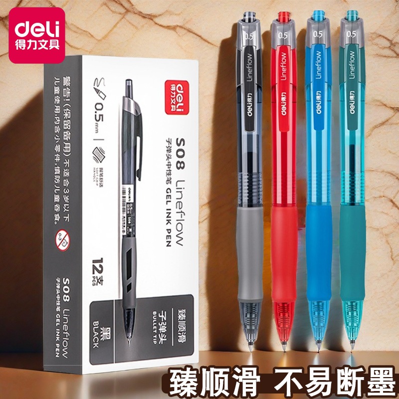 Bút bi nước bút gel bút mực bấm văn phòng Deli S08 mực đen ngòi 0.5mm học sinh mực đều | Shopee ...