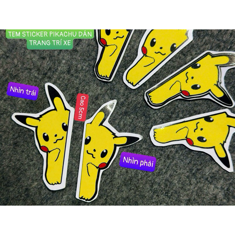 [ 1 MIẾNG ] TEM STICKER PIKACHU SIZE NHỎ CAO 5CM DÁN TRANG TRI XE ...