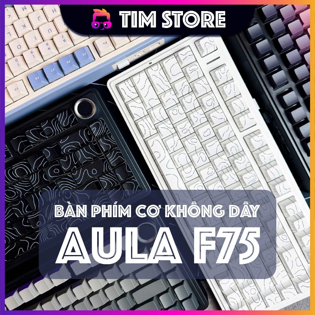 Bàn phím cơ không dây AULA F75 (Hotswap / Led RGB / Triple Mode ...