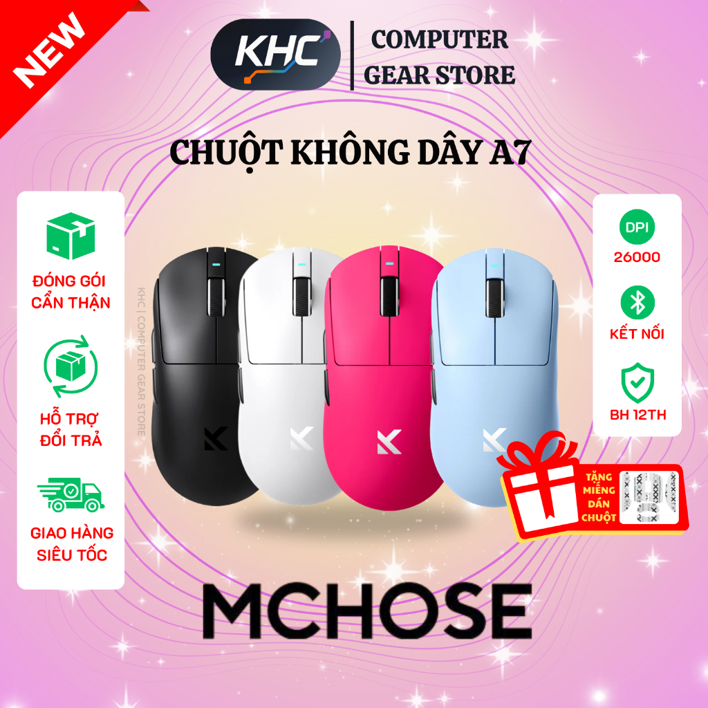 Chuột Gaming Không Dây MCHOSE A7 / A7 Pro / A7 Ultra – Siêu Nhẹ | Pin ...
