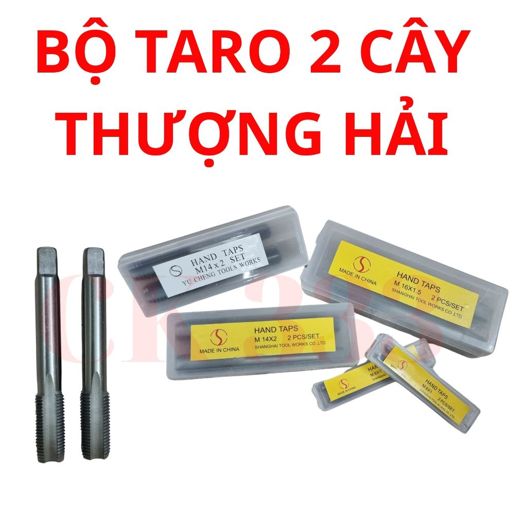 M3 - M18 BỘ 2 MŨI taro THƯỢNG HẢI thẳng trắng ren thô mịn M4 M5 M6 M7 ...